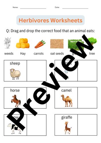 Printable Animal Classification - Herbivores Worksheets Activities for ...