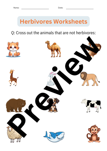 Printable Animal Classification - Herbivores Worksheets Activities for ...