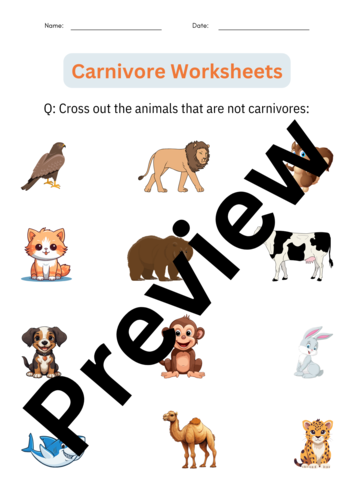 Printable Animal Classification - Carnivore Worksheets Activities for ...