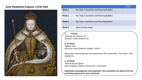 Early Elizabethan England Revision Pack | Teaching Resources