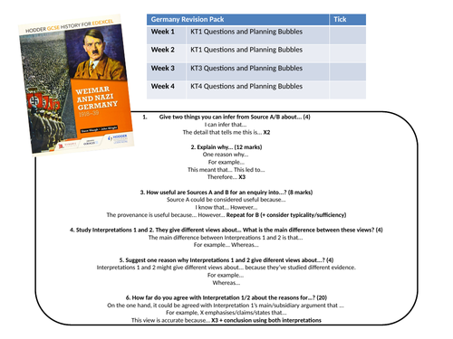 Weimar and Nazi Germany Revision Pack | Teaching Resources