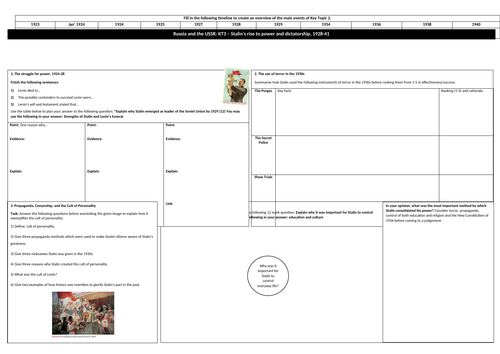 Revision Sheet - Russia and the USSR (Key Topic 3) | Teaching Resources