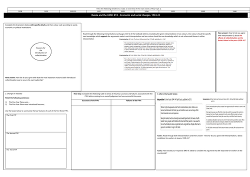 Revision Sheet - Russia and the USSR (Key Topic 4) | Teaching Resources