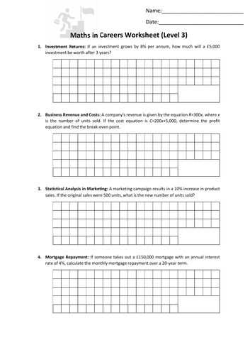 Maths In Careers Question Sheets | Teaching Resources