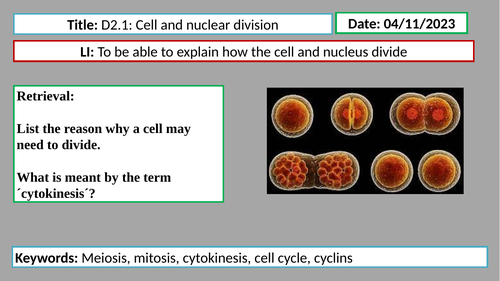 IB Biology D2.1: Cell and nuclear division (first exams in 2025 ...