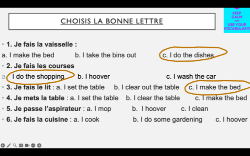 S3 French Chores (les tâches ménagères) | Teaching Resources