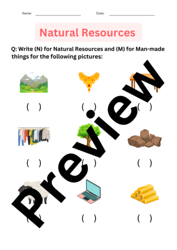 printable natural resources - Natural and Man-made worksheets for grade ...