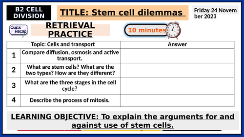 GCSE AQA B2 Cell Division Complete topic | Teaching Resources