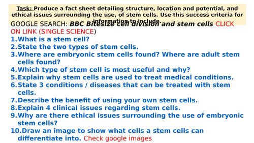GCSE AQA B2 Cell Division Complete topic | Teaching Resources
