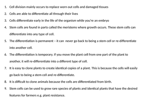GCSE AQA B2 Cell Division Complete topic | Teaching Resources