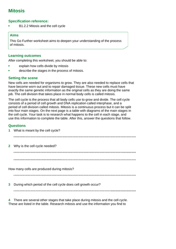 GCSE AQA B2 Cell Division Complete topic | Teaching Resources