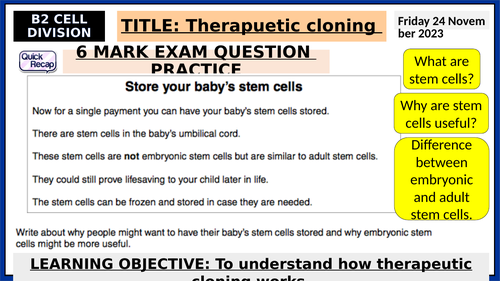 GCSE AQA B2 Cell Division Complete topic | Teaching Resources