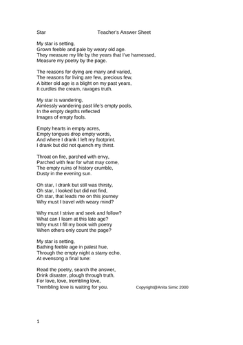 Scheme of work - Four Poems on Old Age | Teaching Resources