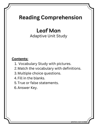 The Leaf Man - Reading Comprehension Adaptive Unit | Teaching Resources