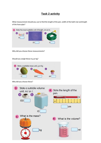 Capacity and weight lesson | Teaching Resources
