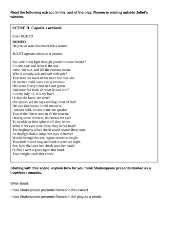 Romeo and Juliet Act 2 Scene 2 | Teaching Resources