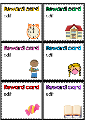 Editable Reward Cards | Editable Student Reward For Classroom ...