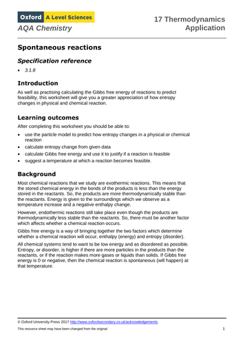 Reactivity 1.4 - Entropy & spontaneity. New 2025 Syllabus Full Lessons ...