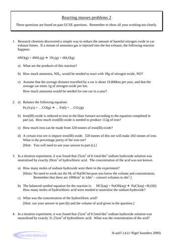 Reactivity 2.1 - How much? The amount of chemical change. New 2025 ...