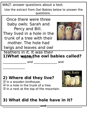 Owl Babies Planning - Year 1 | Teaching Resources