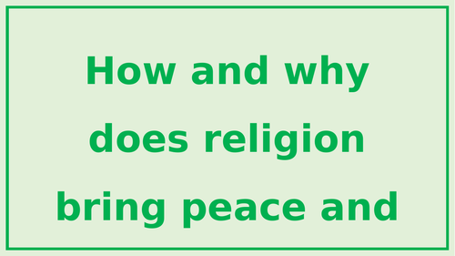 R.E - How and why does religion bring peace and conflict? | Teaching ...