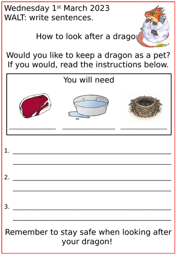 Dragons English Unit of Work Year 1 | Teaching Resources