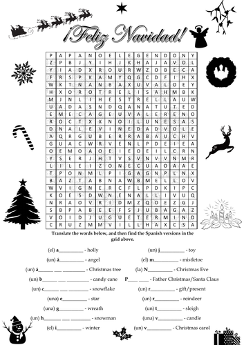 Christmas Wordsearch - Spanish | Teaching Resources