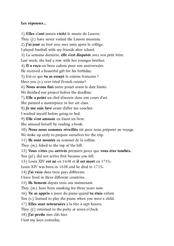 The Perfect Tense in French / Le passé composé - Complete Guide ...