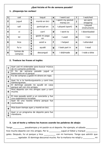 Spanish GCSE Past Tense - Hobbies & Free Time | Teaching Resources