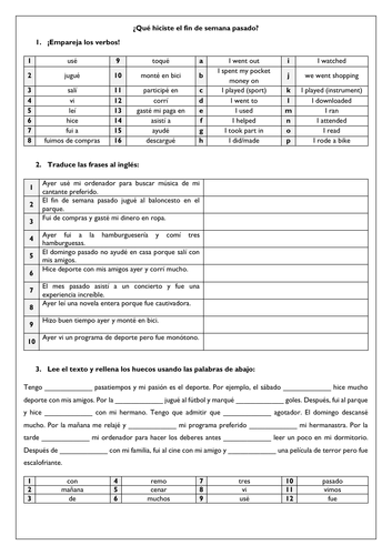 Spanish GCSE Past Tense - Hobbies & Free Time | Teaching Resources