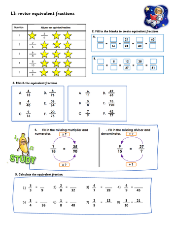 Fraction Revision Sheets UKS2/Second Level | Teaching Resources