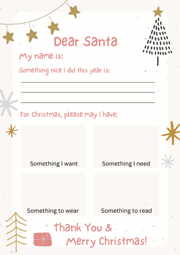 Letter with Drawings to Santa | Teaching Resources