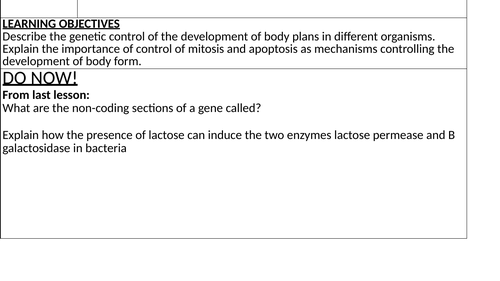Genetic Control of Body Plans (HOX genes) | Teaching Resources