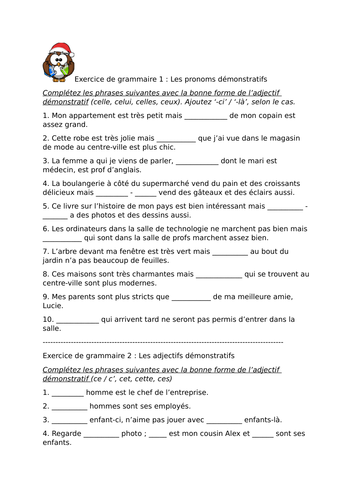 GCSE and IBDP French Ab initio-Grammar revision-demonstrative, relative ...