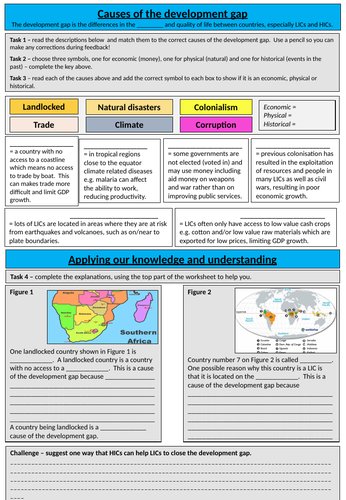Causes of the development gap worksheet | Teaching Resources