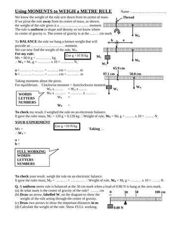 Centre of Mass&Gravity Stability Moments | Teaching Resources