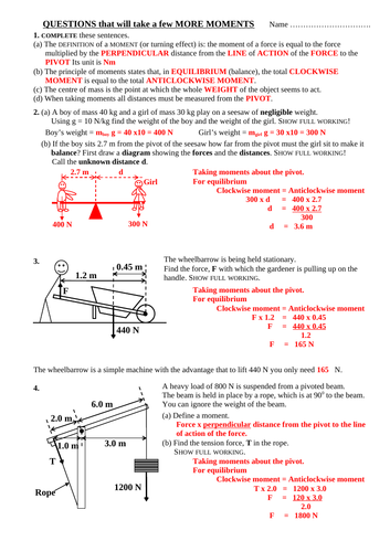 Centre of Mass&Gravity Stability Moments | Teaching Resources