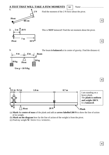 Centre of Mass&Gravity Stability Moments | Teaching Resources
