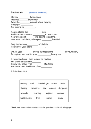 'Capture Me' - Poetry Appreciation & Comprehension | Teaching Resources