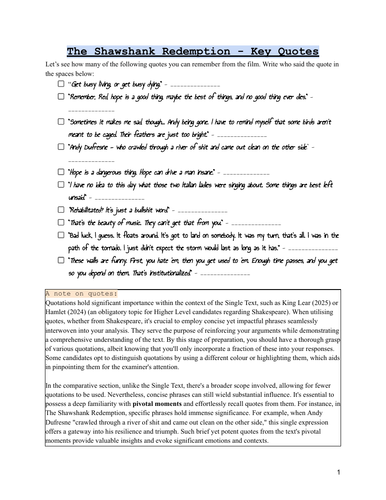 The Shawshank Redemption Bundle | Teaching Resources