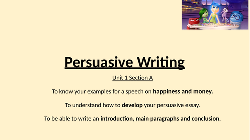 Persuasive Writing - Money Essay | Teaching Resources