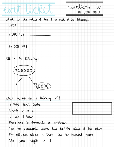 White Rose Maths Year 6 Place Value Exit Tickets | Teaching Resources