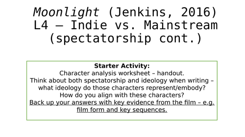 Moonlight A Level Film Resource Pack (Eduqas) | Teaching Resources