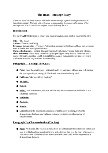 The Road Critical Essay Unit | Teaching Resources