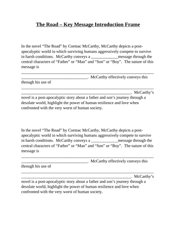 The Road Critical Essay Unit | Teaching Resources