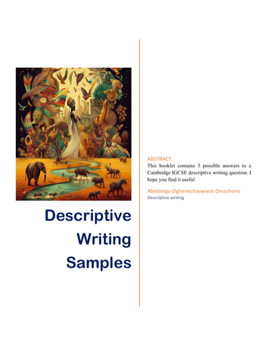 Descriptive Writing Samples | Teaching Resources