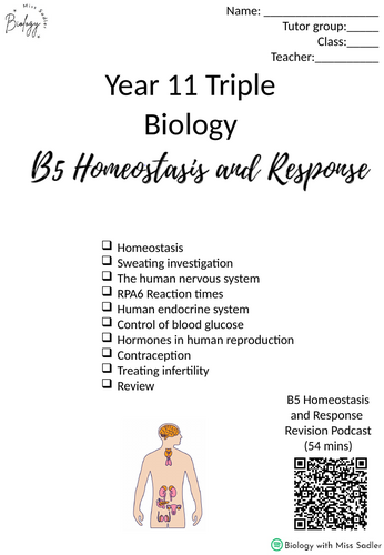 AQA B5 Homeostasis and Response Trilogy Biology GCSE (10 lessons ...