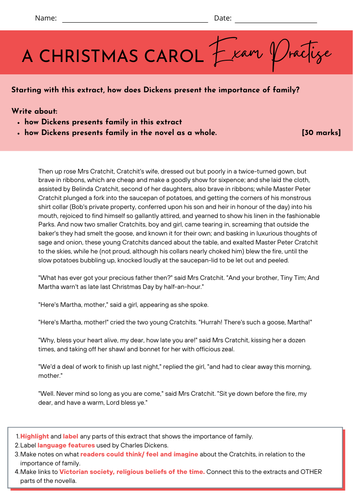 A Christmas Carol (AQA) Importance of Family | Teaching Resources