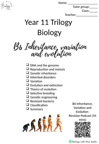 Aqa B6 Inheritance Variation And Evolution Trilogy Biology Gcse 12 13