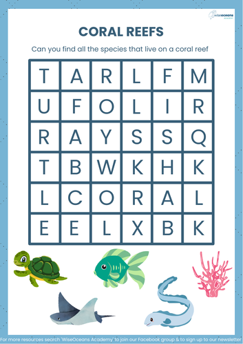 Coral Reef Word Search | Teaching Resources